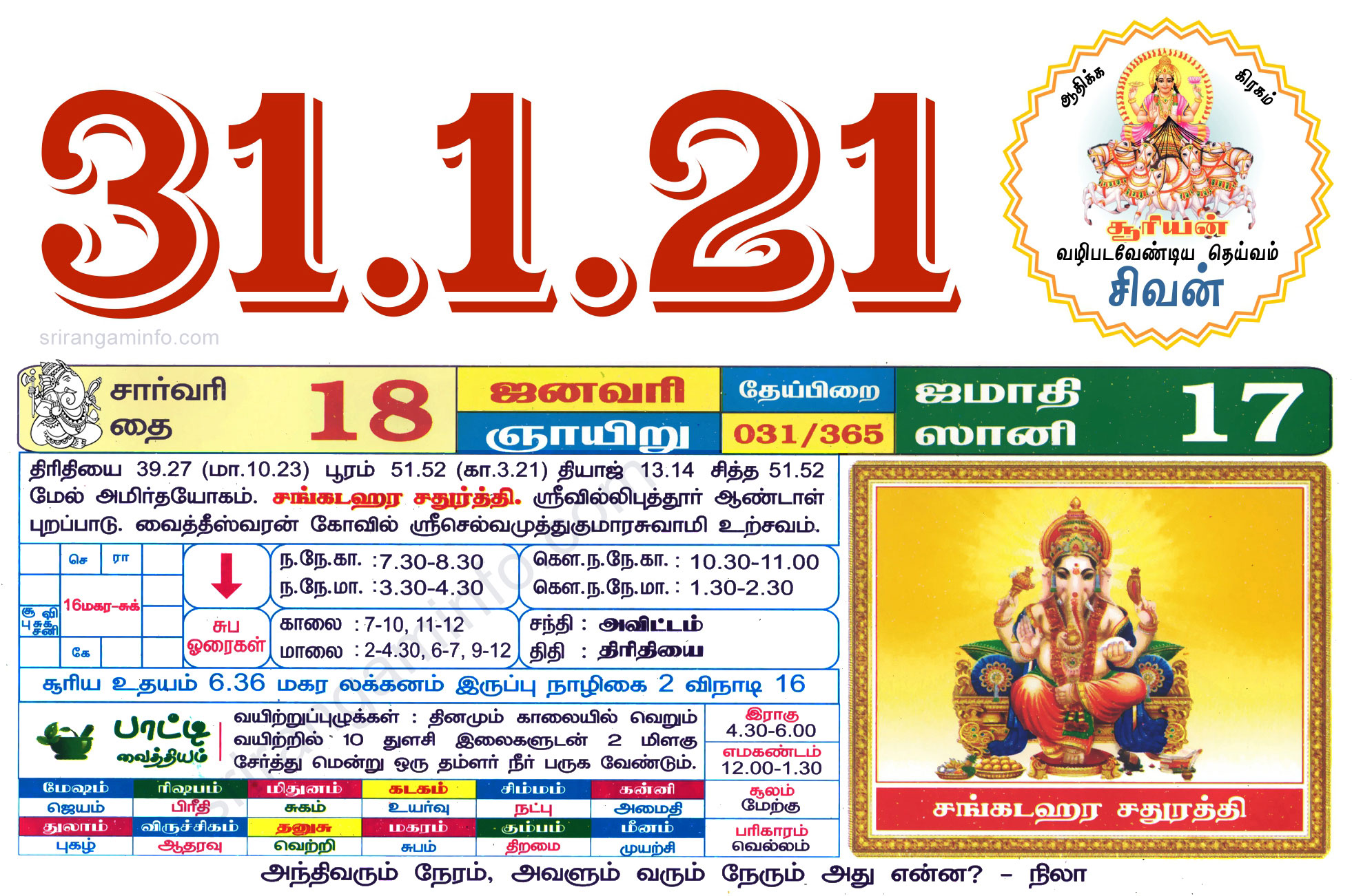 Tamil Daily Calendar 2021, Tamil Calendar 2021, Nalla Neram - தமிழ் ...